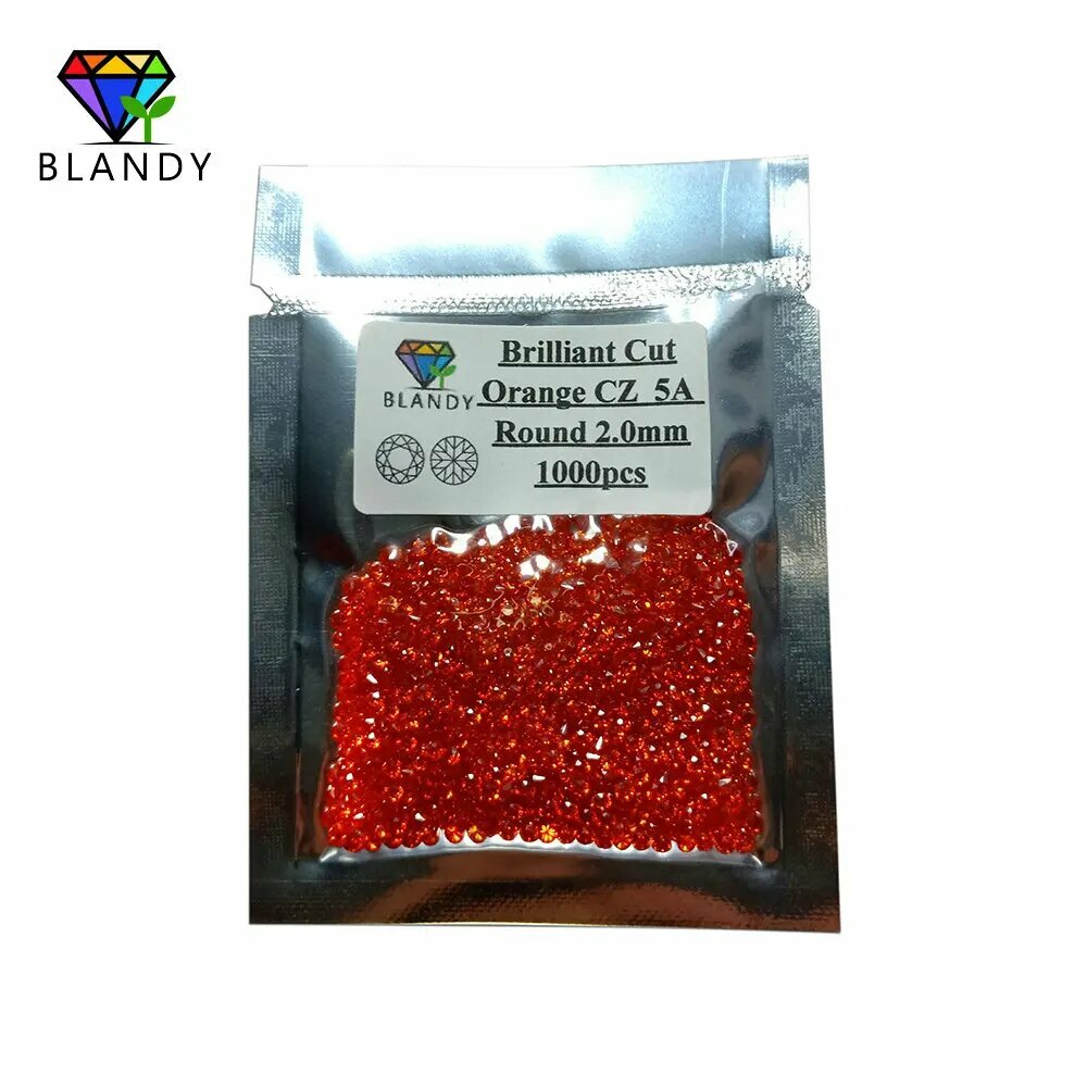 Синтетические кубические цирконии QINGYIGEM разных цветов 0,8-3 мм Красный, 1.1mm(1000pcs), Orange
