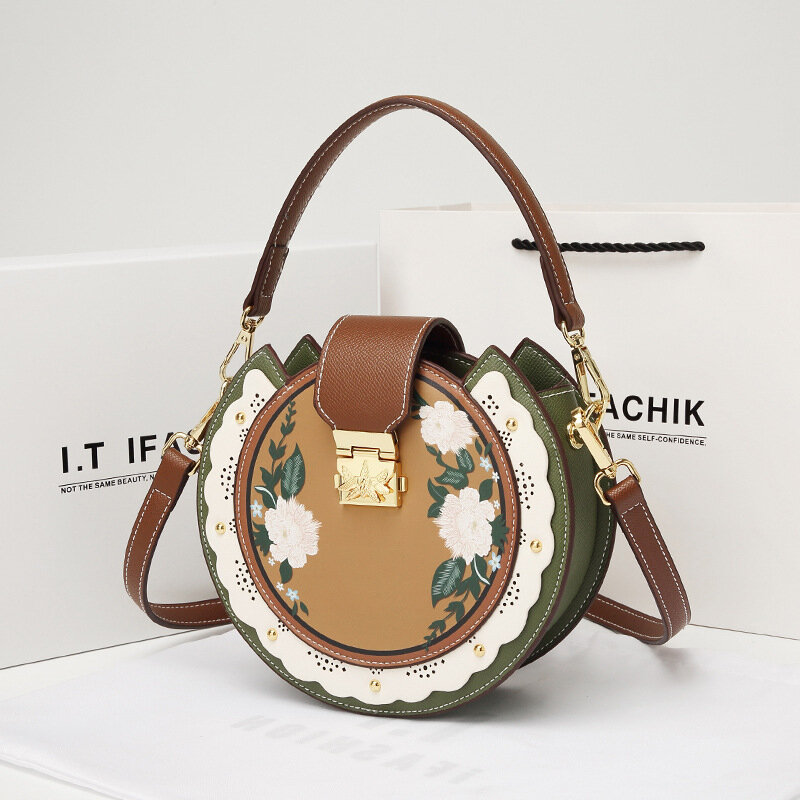 Маленькая круглая сумка-мессенджер для девочек