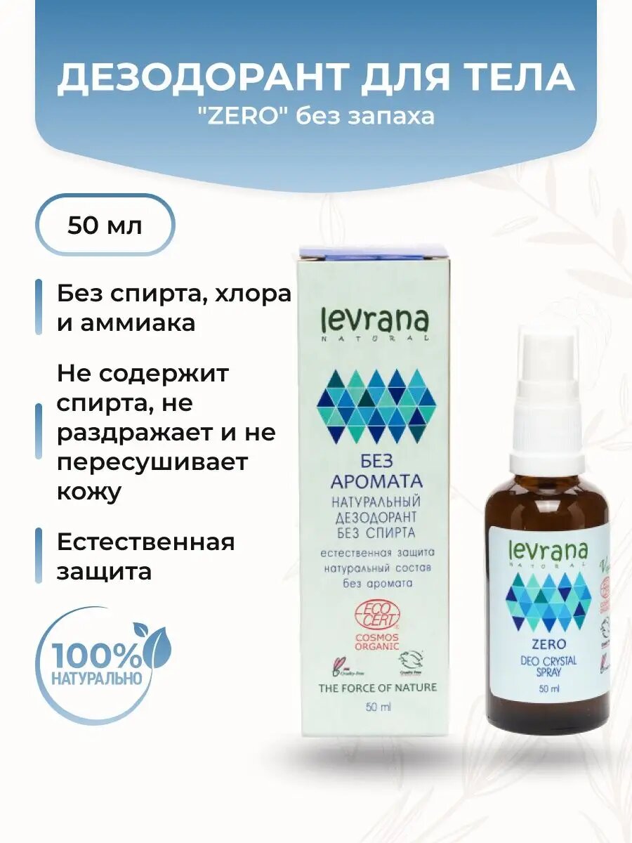 Дезодорант для тела "ZERO" без запаха, спирта и хлора