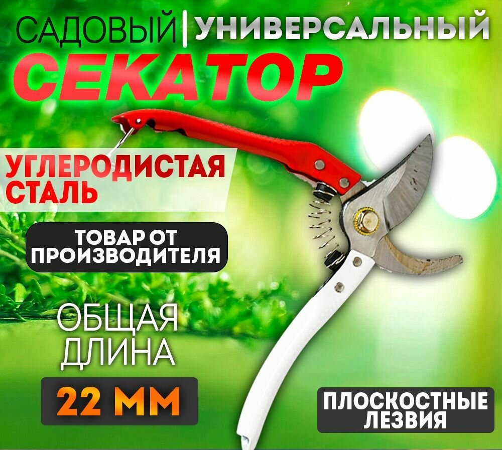 Секатор садовый универсальный техпром, 22 см, P 168, плоскостные лезвия