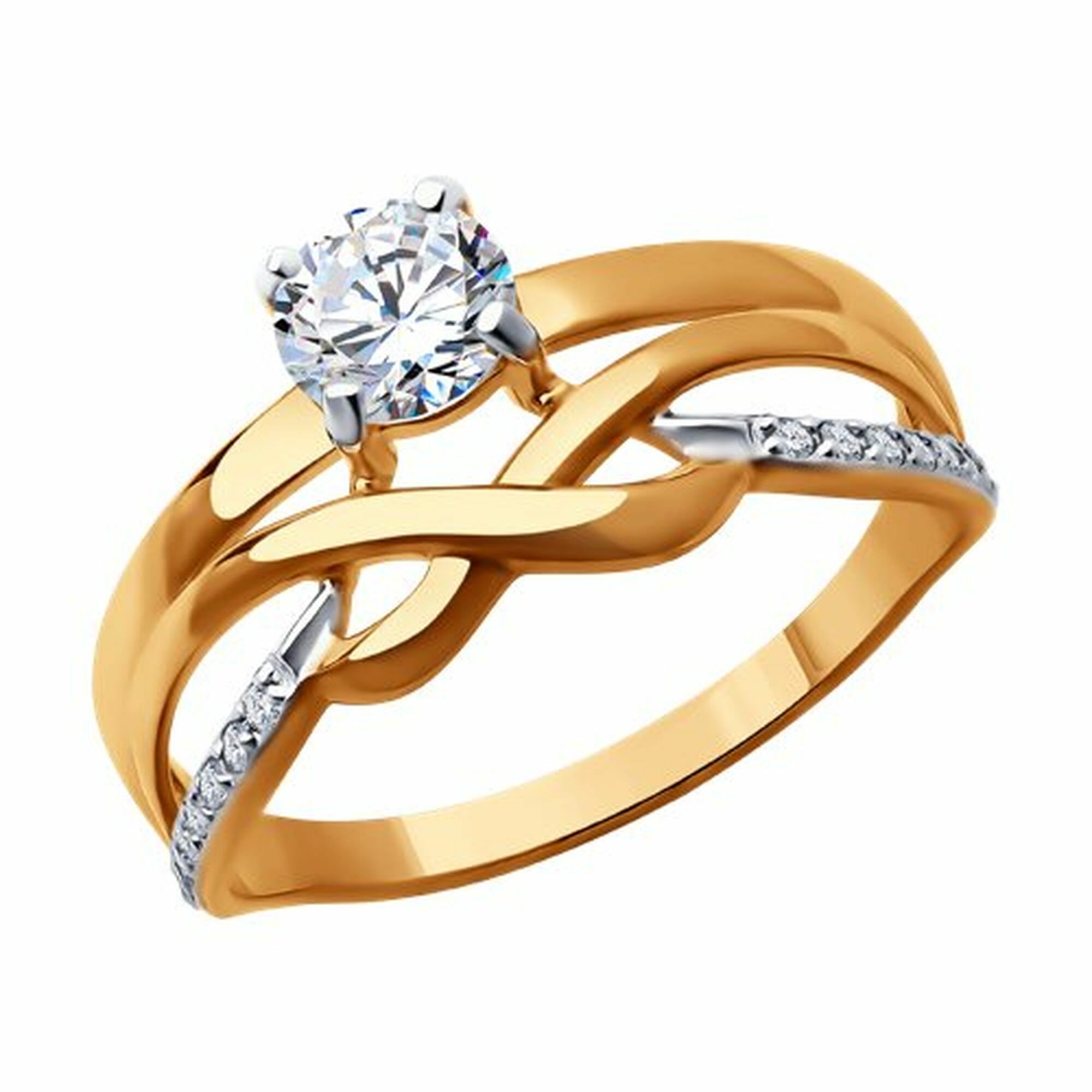 Кольцо, красное золото, 585 проба, фианит