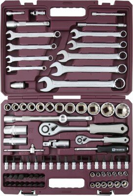 Набор инструмента универсальный Thorvik 1/4", 1/2"DR с головками торцевыми 12-гранными, 82 предмета