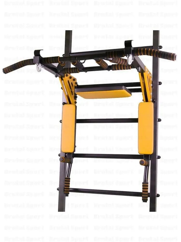 Турник Мультихват 3в1 Усиленный (На Шведскую стенку) Черно-Желтый