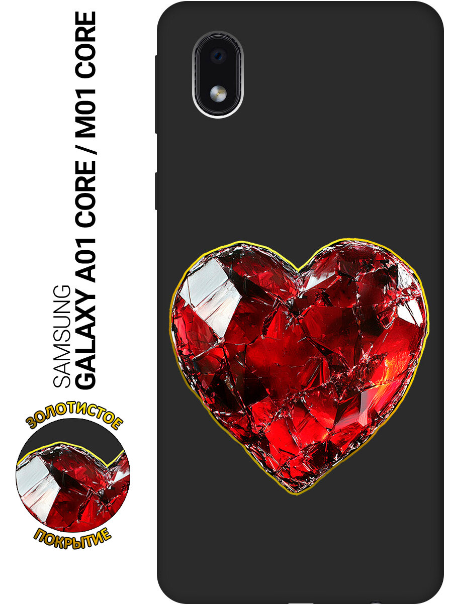 Силиконовый чехол на Samsung Galaxy A01 Core / M01 Core с принтом "Сломленное сердце" матовый черный