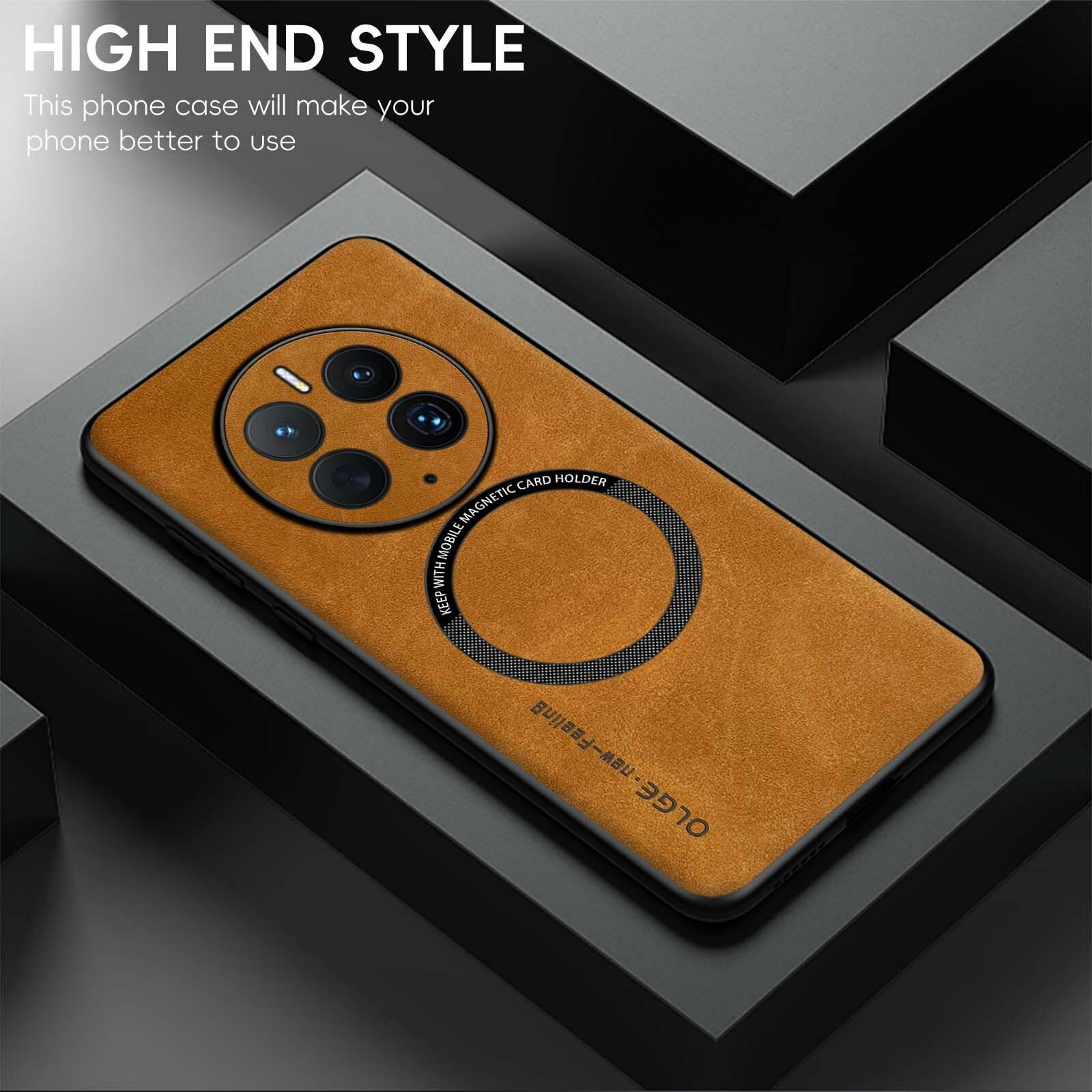 OLGE Роскошная кожа MagSafe чехол для Huawei Mate 50 Pro/ Хуавей Мате 50 Про