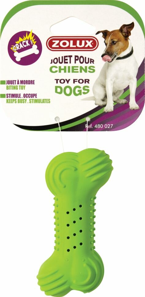 ZOLUX Игрушка для собак Хрустящая резиновая кость, 10 см, цвета в ассортименте, 480027