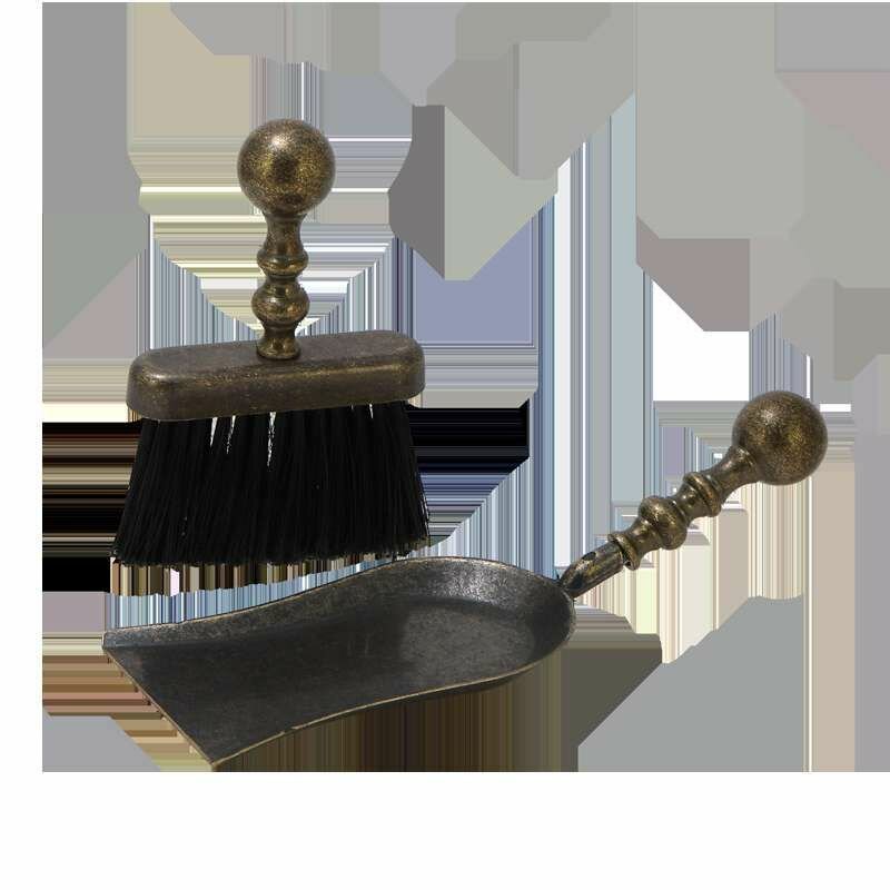 Набор для камина: совок большой + щетка плоская, антик