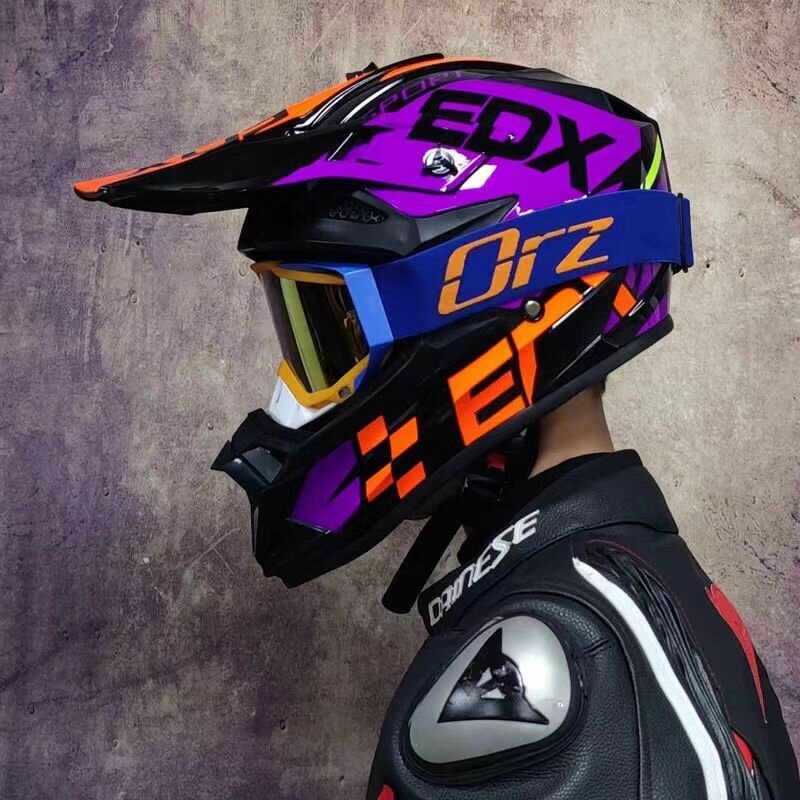 Мотошлем кроссовый шлем для мотоциклиста фиолетовый S 53-54cm