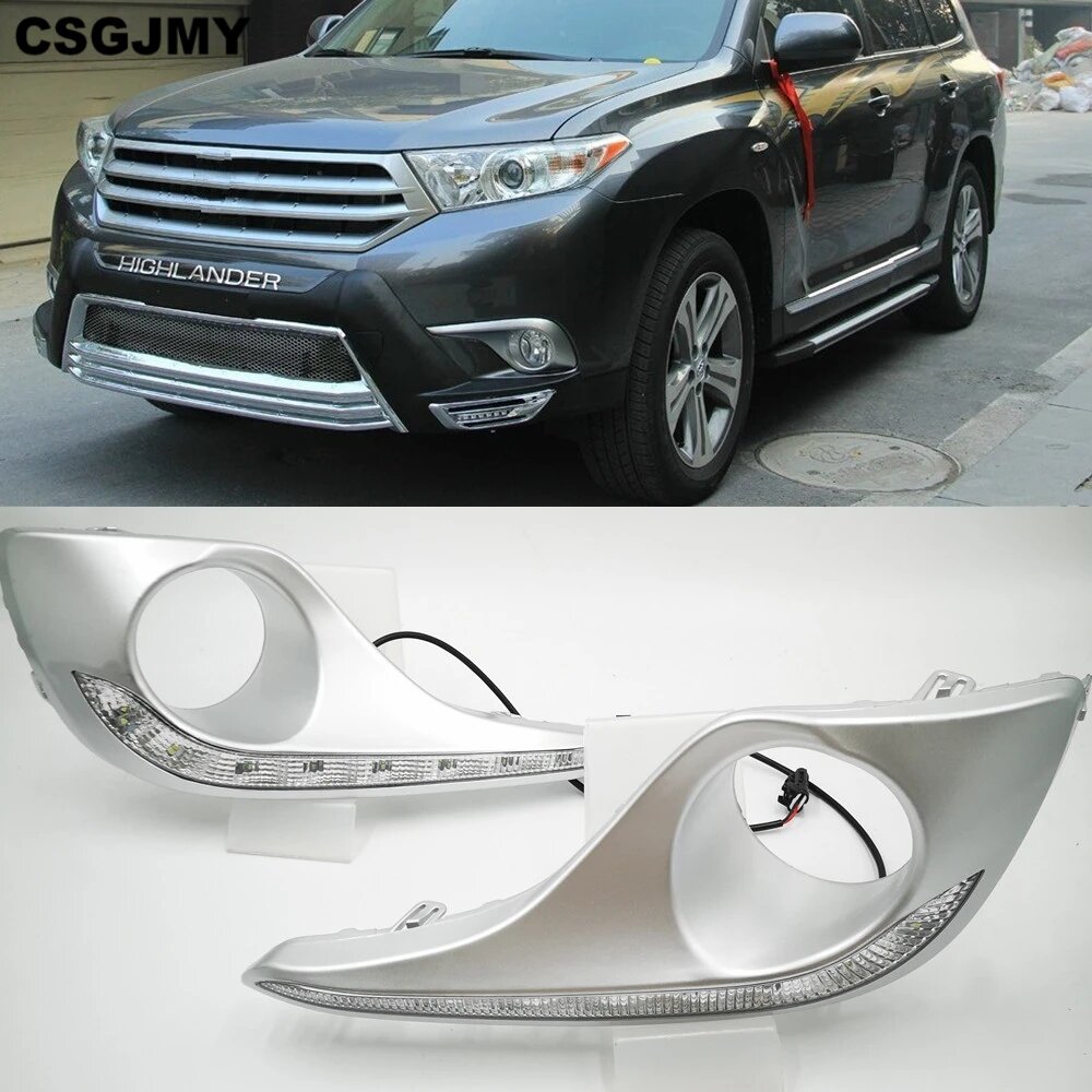 CSGJMY 2 шт. DRL для Toyota Highlander 2012 2013 2014 дневные ходовые огни противотуманные фары крышка фары 12 В дневной свет автомобильный Стайлинг White