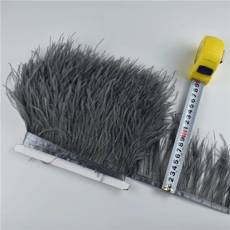 Лента из страусиных перьев Xywae голубая 1 метр Серый, Colour 11