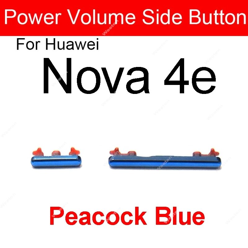 Боковые кнопки включения/выключения громкости для Huawei Nova 3 4 3i 3e 4e, Nova 4e-Peacock Blue