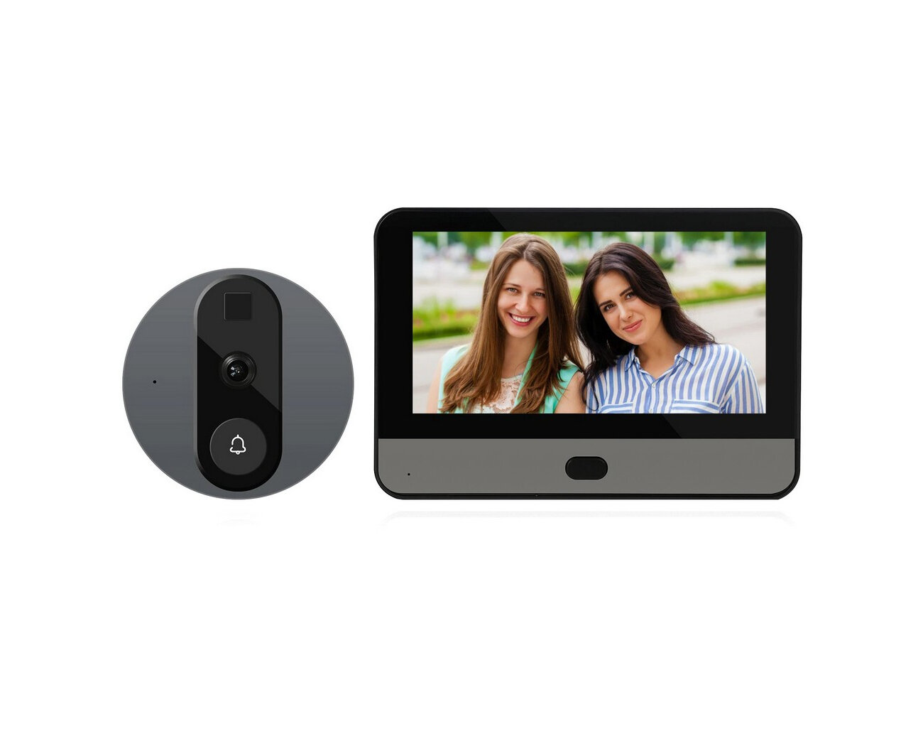 Цветной HD видеоглазок Tuya Wi-Fi для двери HD-com DW1(Tuya-2.0MP) с датчиком движения и записью на SD карту. Экран 4,3 дюйма. Камера 2MP