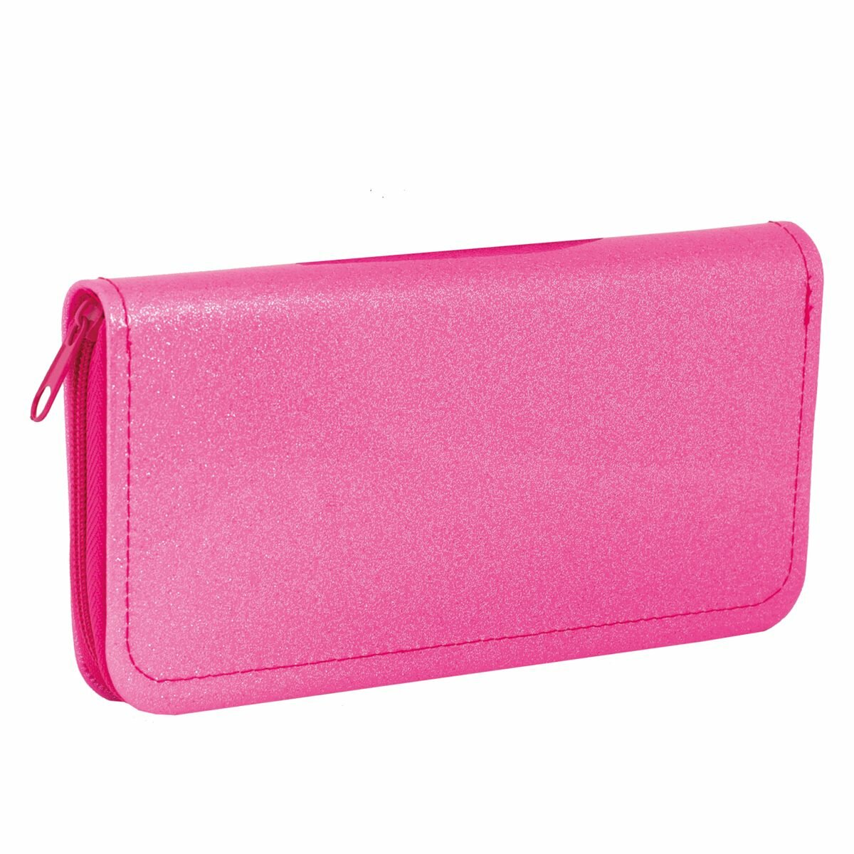 Пенал школьный 1 отделение ArtSpace "My Space", 190x100мм, фуксия, пвх с блестками (ПK10_22242), 14шт.