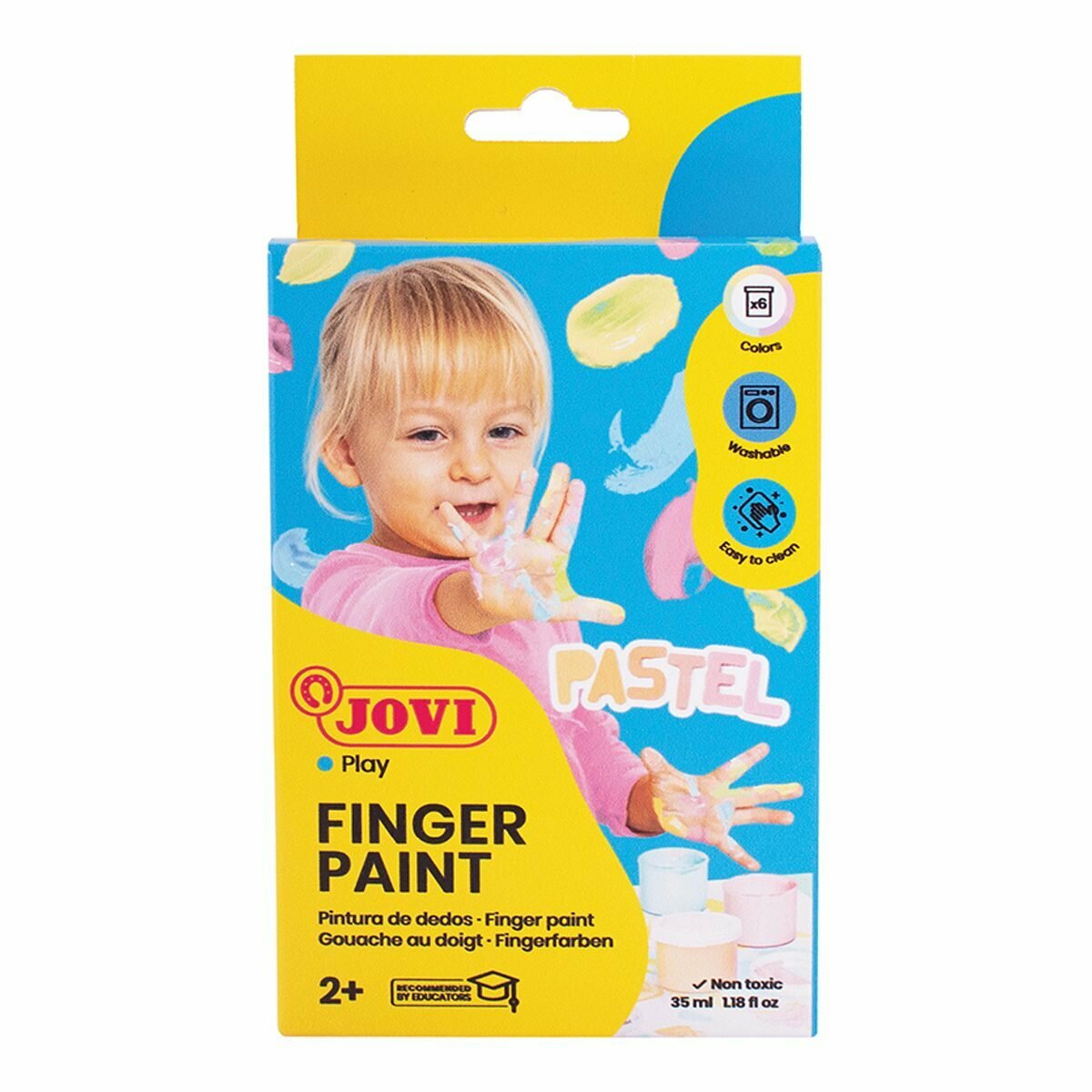 Краски пальчиковые 6 цветов Jovi, пастельные цвета, по 35мл, картон (540P), 6 уп.