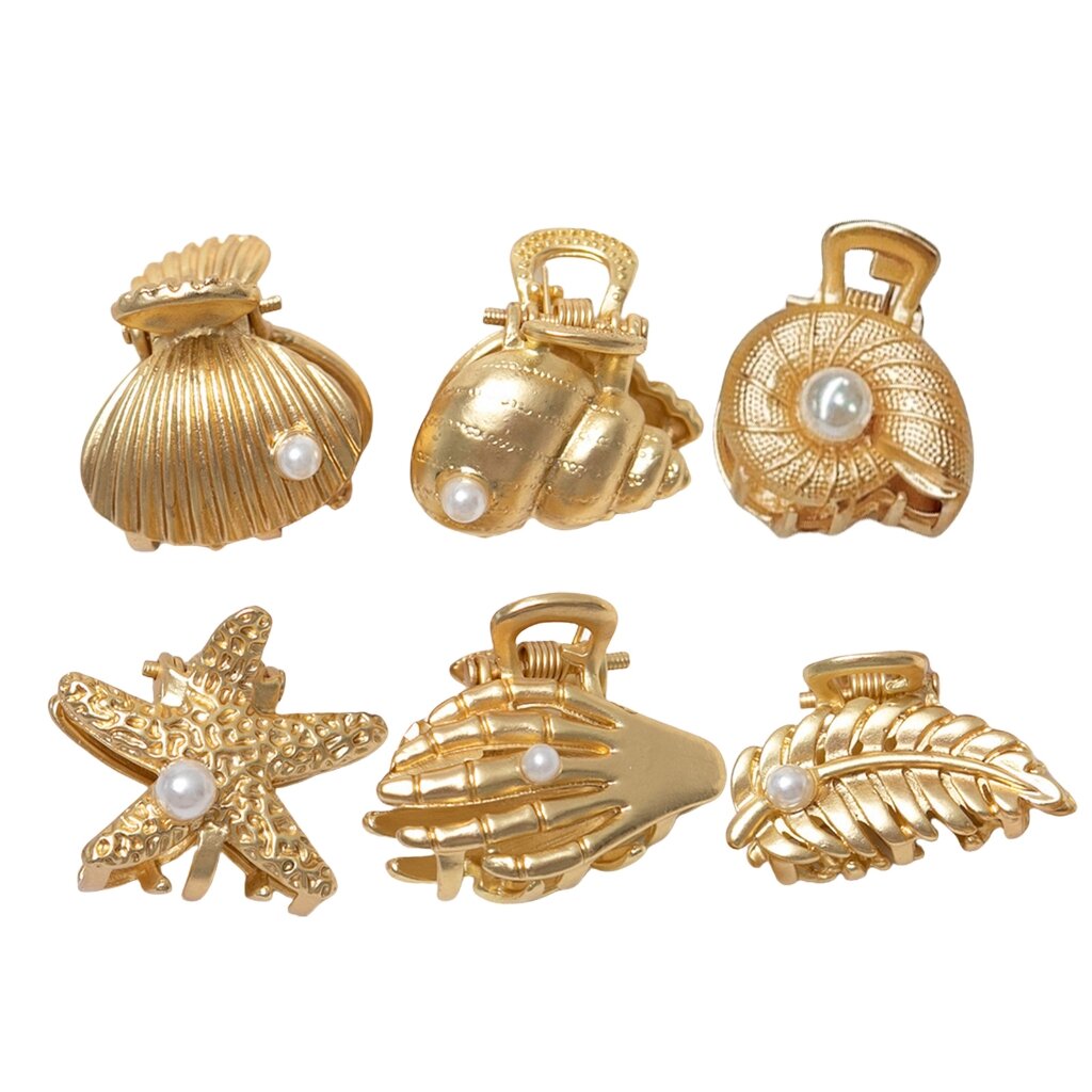 Универсальная Заколка Для Волос в Виде Ракушки Элегантная Заколка Для Волос в Виде Ракушки, Украшенная Жемчугом, с Дизайном в виде Натуральной Раковины для Женщин