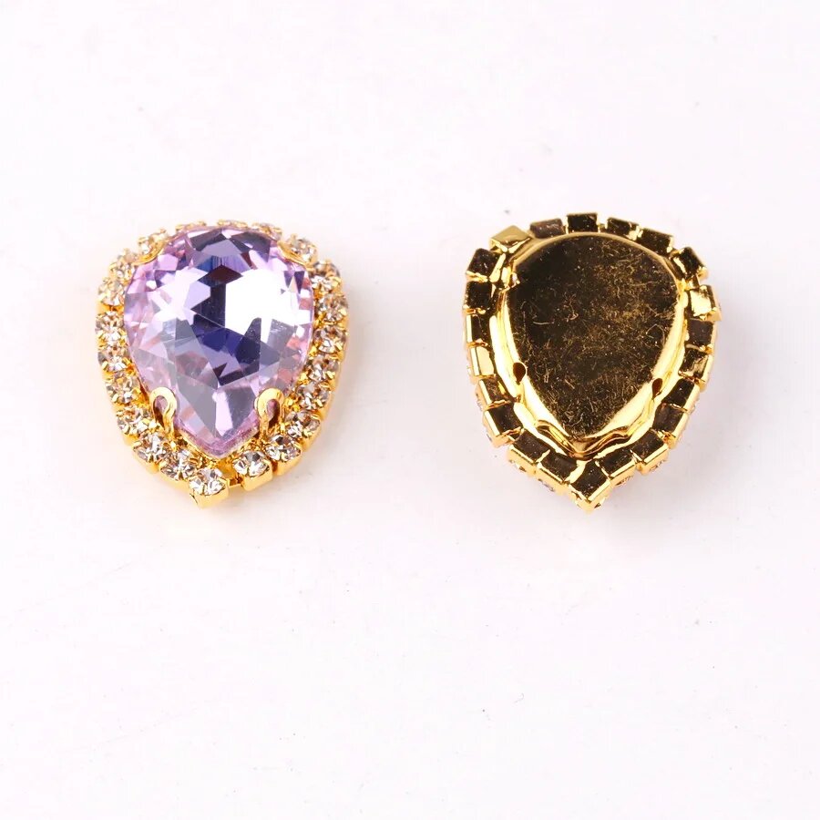 Кристаллы фиолетовые капли 20x30mm 10шт A18 Violet