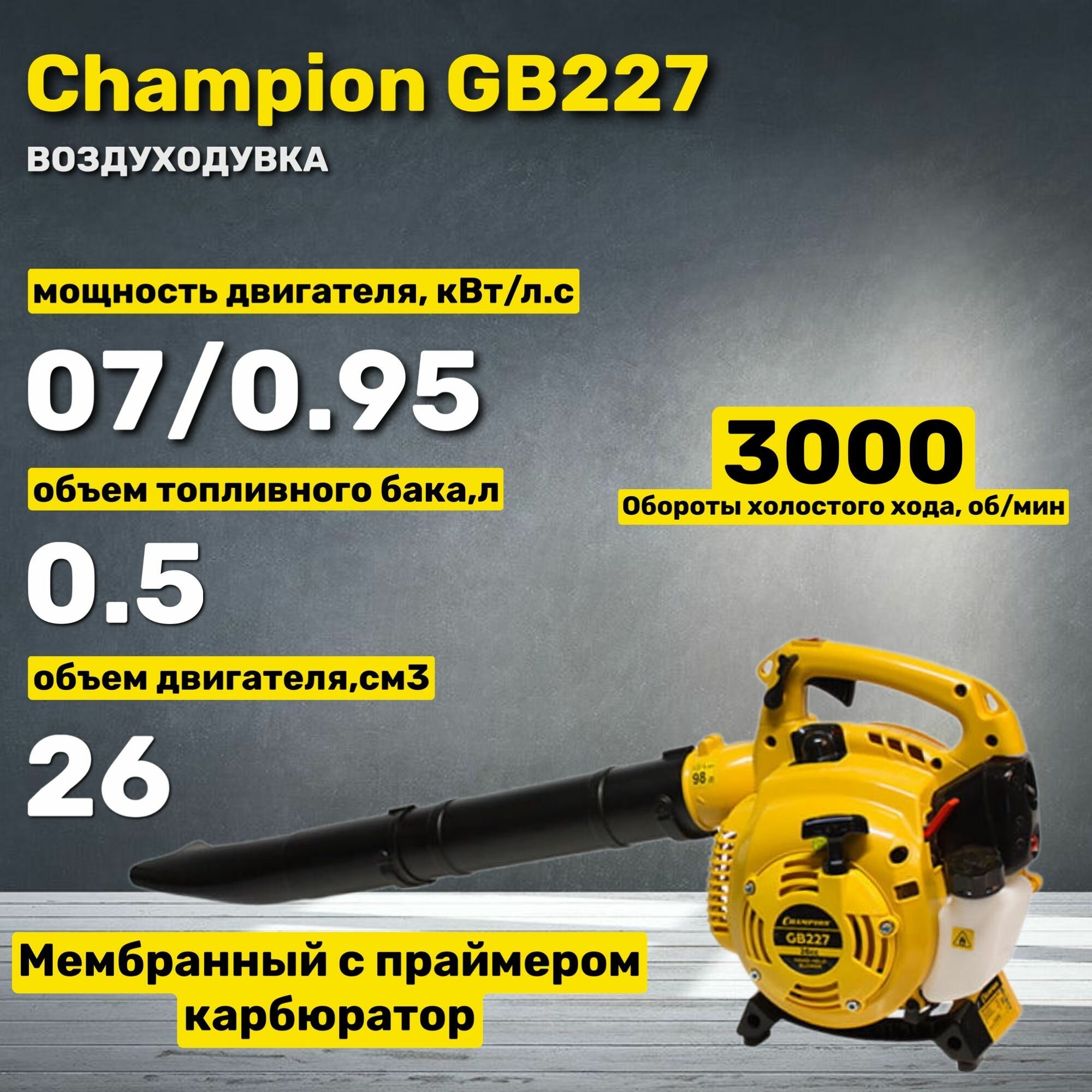 Воздуходувка-пылесос Champion GB227 (Цвет: Yellow/Black)