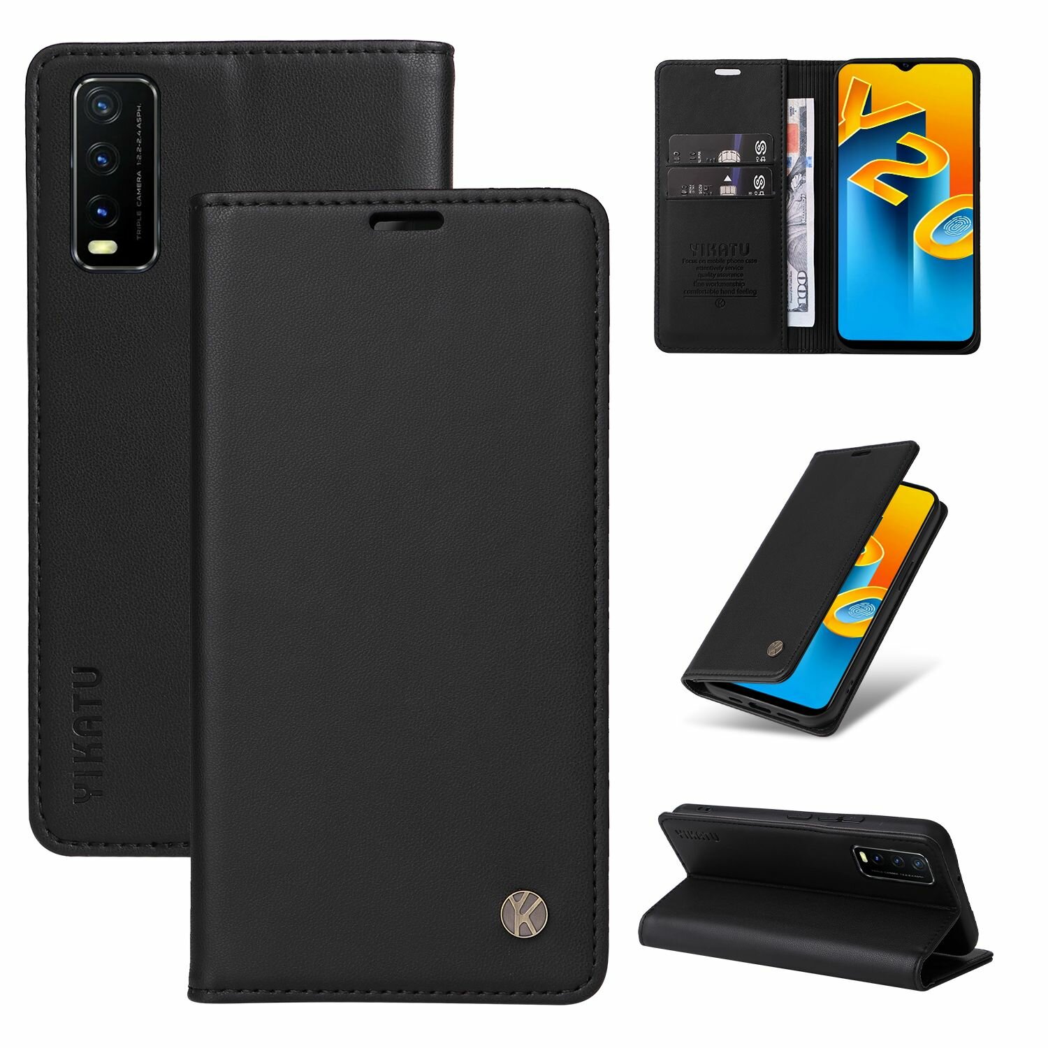Кожаный флип-чехол для VIVO(Виво)Y20/Y20S, Y20A Y20i/Y20G, Y20 SG/Y11S Y12A, Y12S с магнитом, отделением для карт и отделением для бумажника