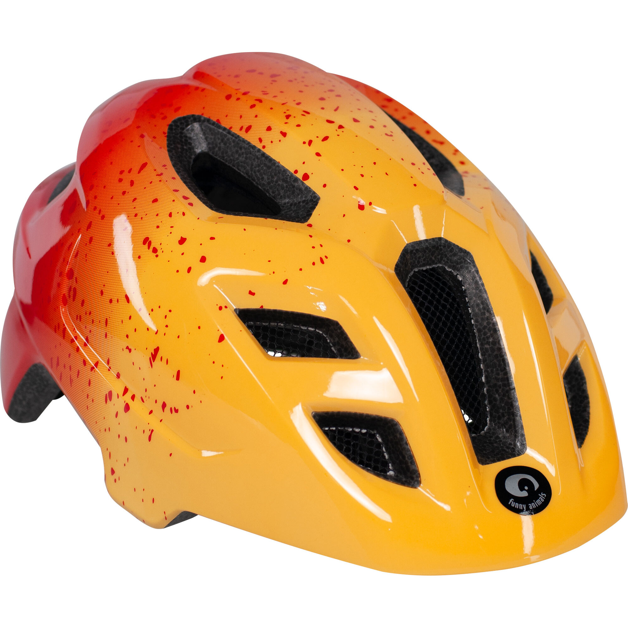 Защитный детский шлем для велосипеда/для роликов Funny Animals 31 Urban желто-красный, размер 48-56 cм