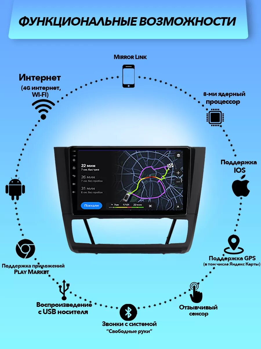 Автомагнитола TS18PRO BMW1 E88 E82 E81 E8 04-11 4/32Gb, Bluetooth, FM/AM, GPS — фото 1