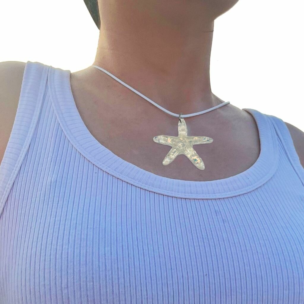 Кулон-морская звезда на цепочке, Белый