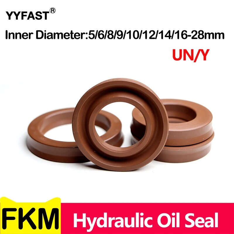 Гидравлическое сальниковое уплотнение FKM UN/Y-типа коричневого цвета 14x20x8(2pcs)