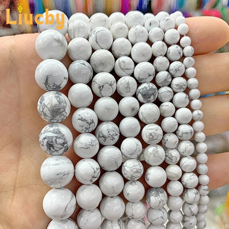 Белый говлит, бирюза, бусины для бижутерии 10mm-about 36pcs