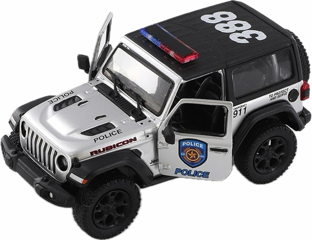 Модель машины KINSMART "Jeep Wrangler (Police/ Firefighter)" инерция 1:36