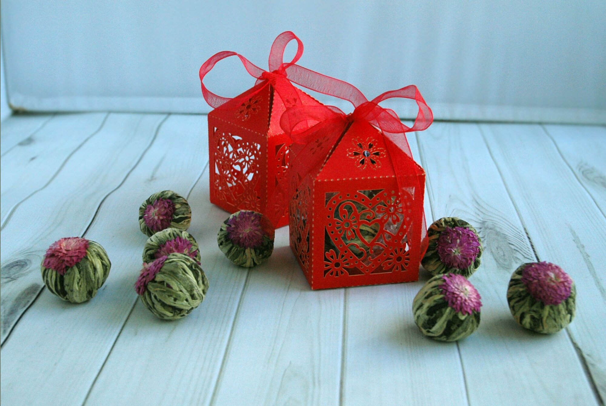 Чай с хризантемой "Юйлунтао" китайский зеленый связанный 25 г "Чайгород" Подарочный набор "Комплимент"