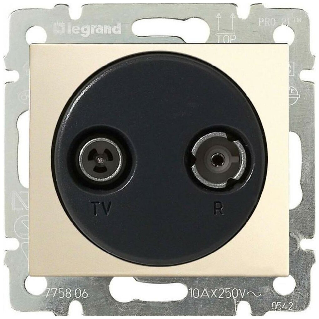 Розетка телевизионная оконечная TV FM, диапазон частот от 5 до 862 MГц Legrand Valena (слоновая кость) 774332