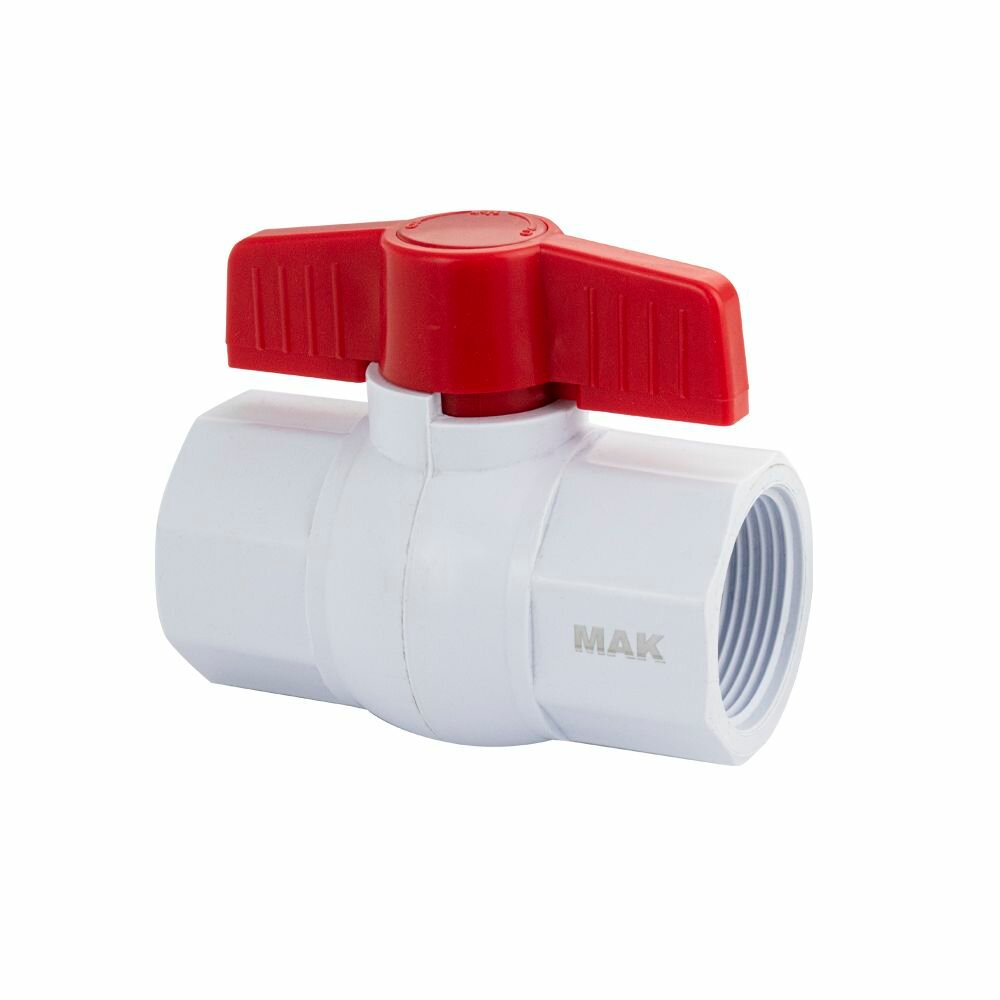 Кран шаровый MAK 476 белый 1 1/4 м/м ручка-бабочка полипропиленовый из АБС пластика