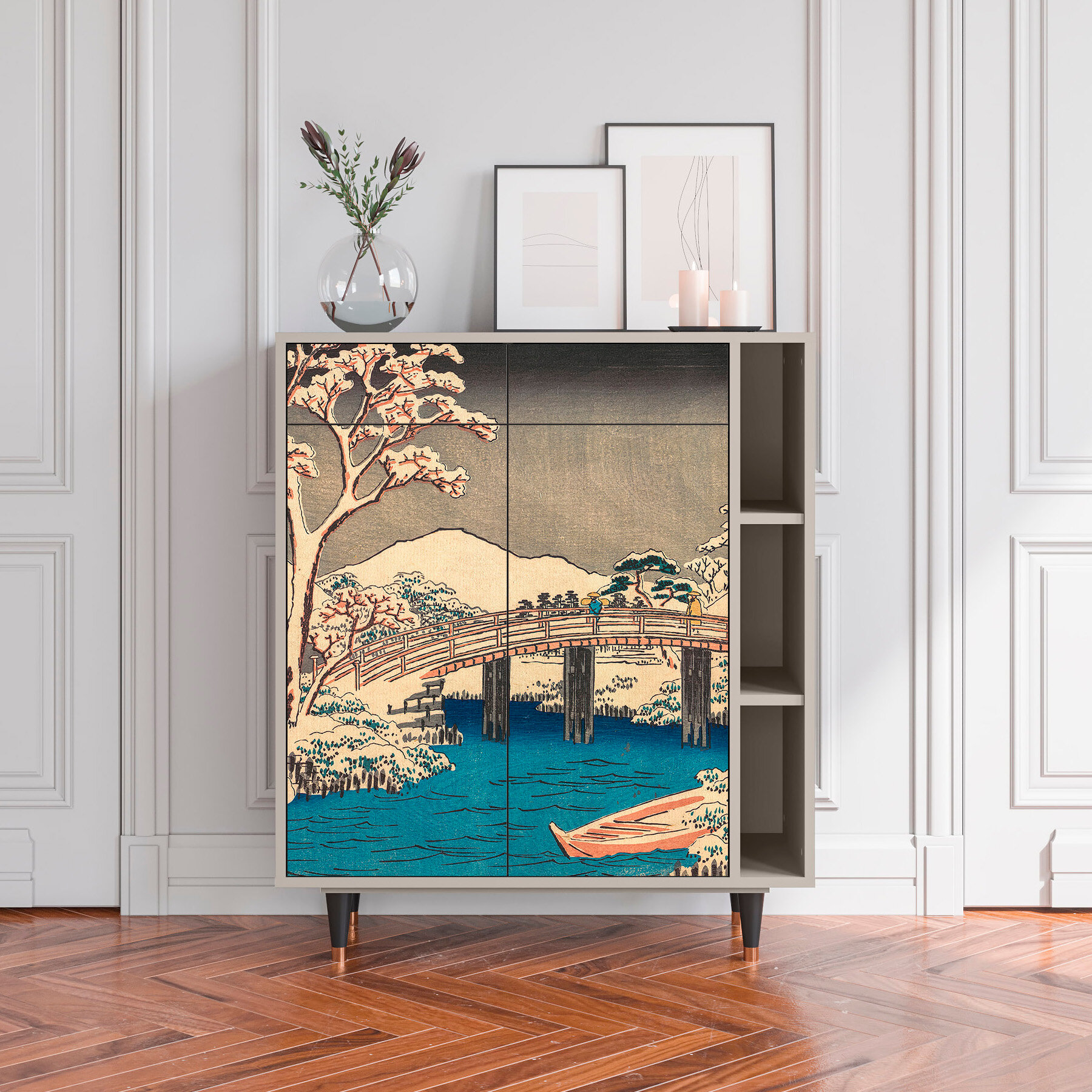 Комод - STORYZ - BS6 Katabira River by Utagawa Hiroshige, Размер - 94 x 110 x 41 см, Цвет корпуса - , Сатин