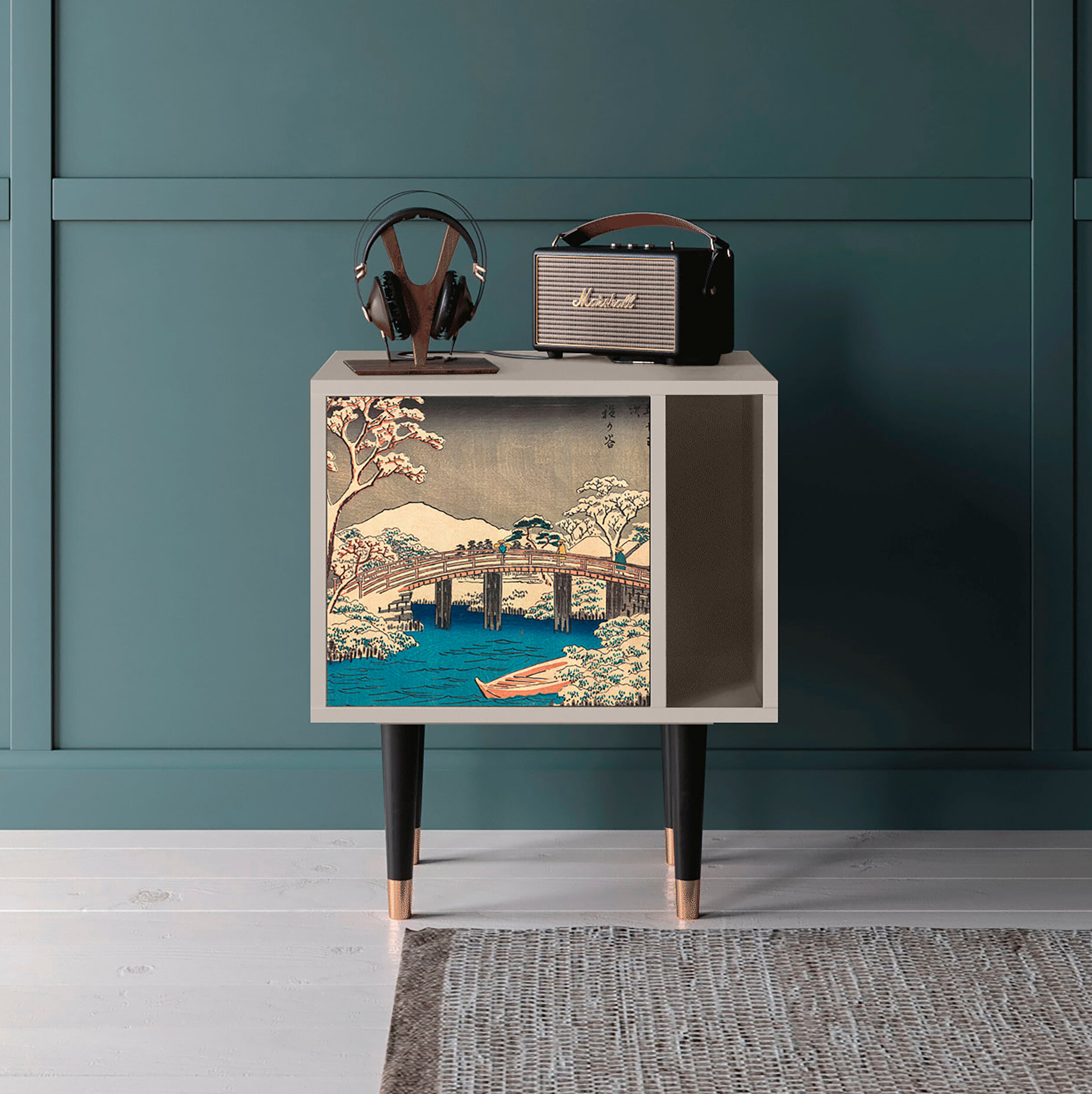 Прикроватная тумба - STORYZ - S2 Katabira River by Utagawa Hiroshige, Размер - 58 x 69 x 48 см, Цвет - Сатин