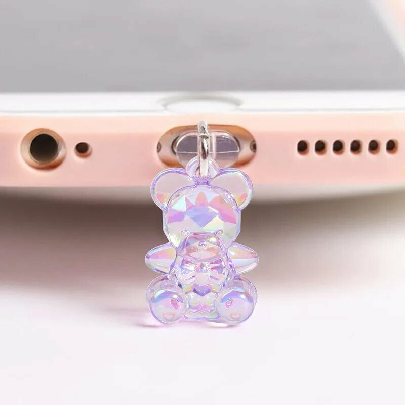 Пылезащитная заглушка для телефона, Crystal purple Bear, Micro USB
