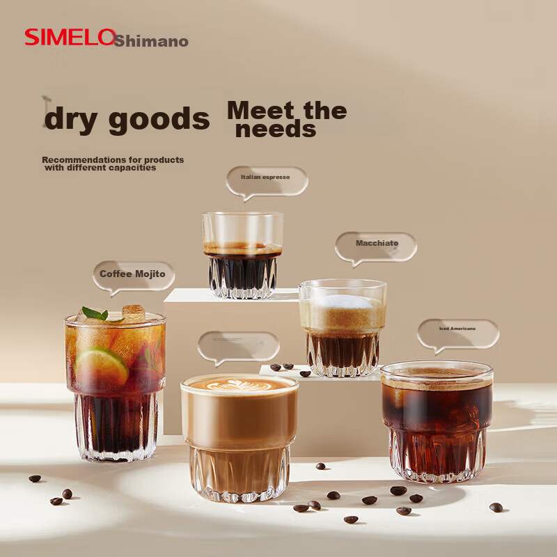 SIMELO High-Quality Glass Coffee Cup, Italian Espresso Cup, Iced Americano Cup, Latte Cup, Finland 300ML