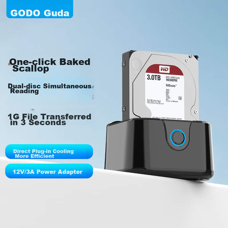 GODO Mechanical SSD Enclosure Base, External 2.5/3.5 Inch, USB3.0 Single-Bay, Laptop And Desktop SATA External Portable Hard Drive Enclosure, Universal