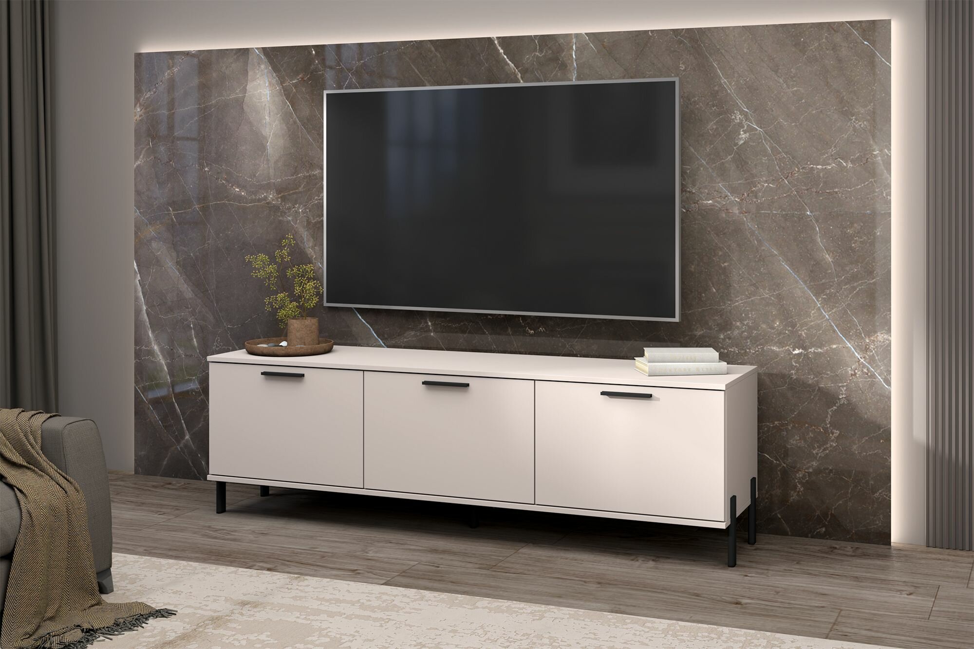 Тумба под ТВ "Норден", цвет Кашемир, ширина 180см, тумба под телевизор, консоль, полка под телевизор