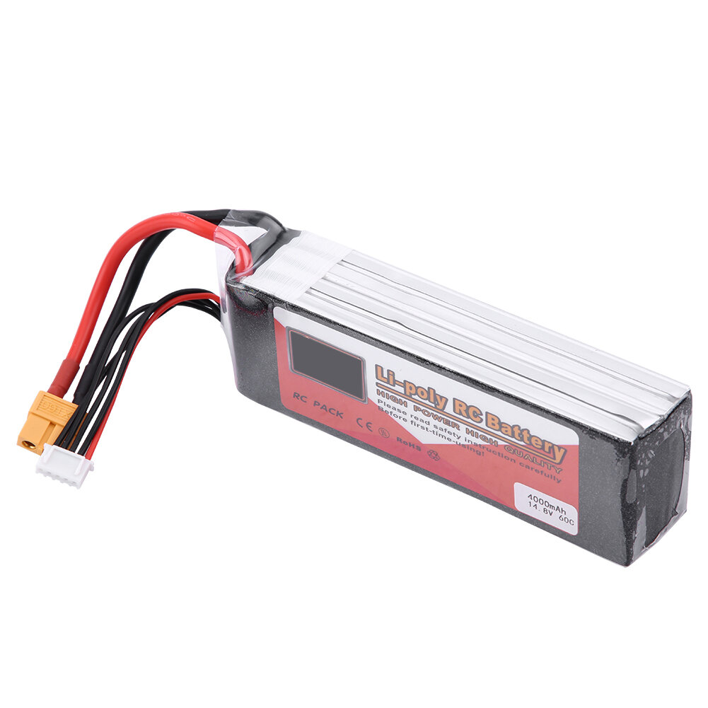 ZOP POWER 4S 14.8V 4000mAh 60C Rechargeable LiPo Battery with XT60 Plug (4000mAh 60C)