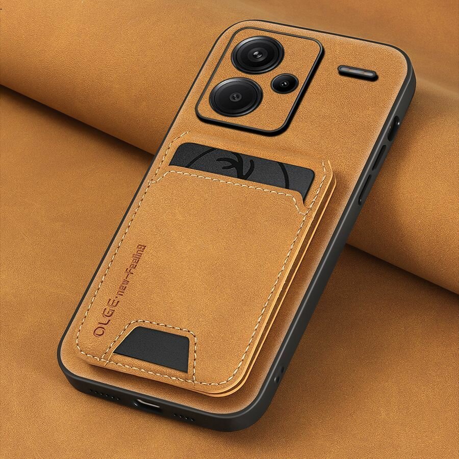 Премиум кожа чехол на Xiaomi Redmi Note 13 Pro+ 5G/ Xiaomi Redmi Note 13 Pro Plus 5G/Сяоми Редми Ноут 13 Про Плюс 5G Противоударный чехол с магнитный картхолдером и подставкой