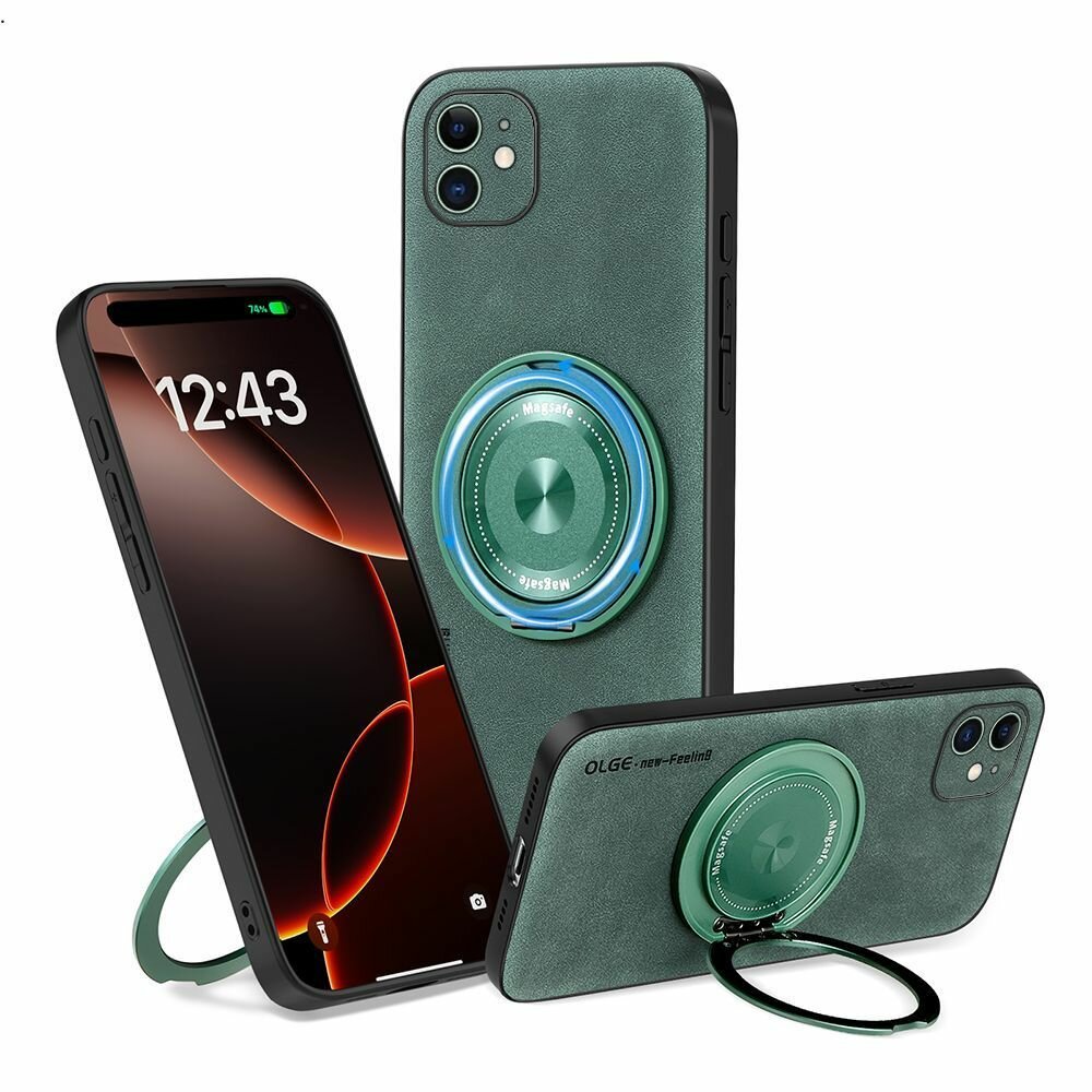 Чехол на айфон 11 с поддержкой MagSafe/ Чехол для Apple iPhone 11 с вращающимся на 360 градусов кронштейном, сильным магнитом, автомобильный держатель