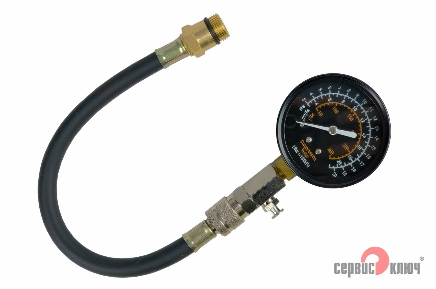 Компрессометр для бензиновых двигателей с гибким шлангом G-320 77781 сервис ключ