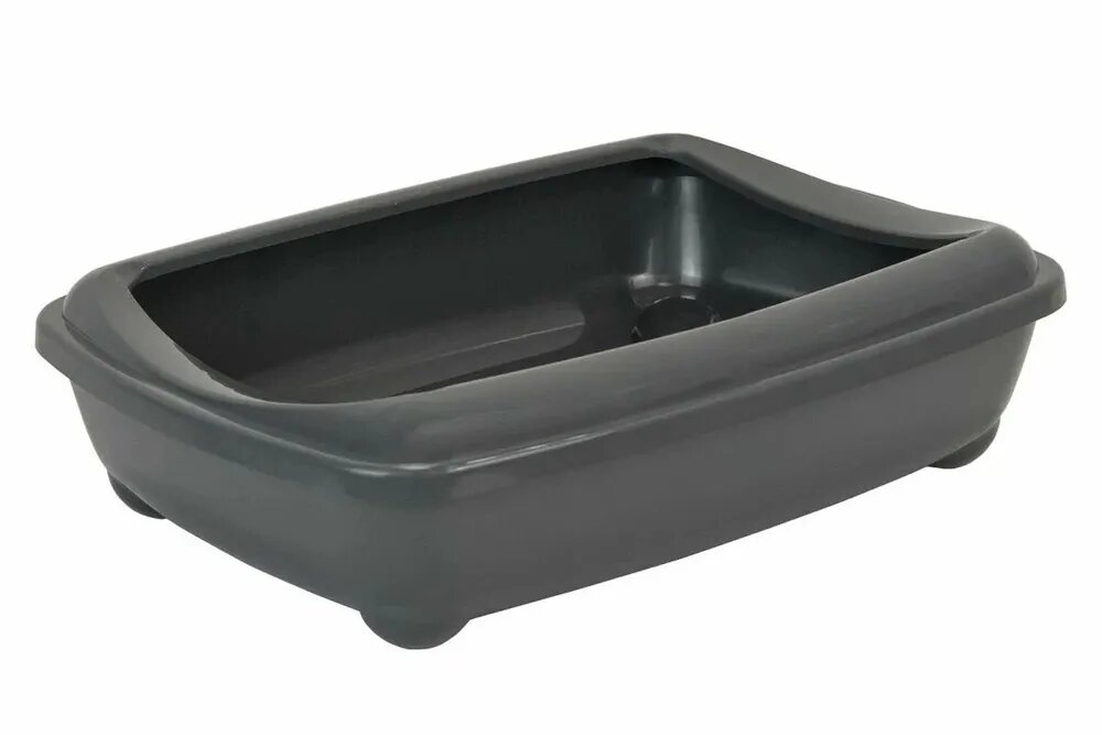 Туалет для кошек Homecat с бортиком серый, 50 см х 38 см х 13 см