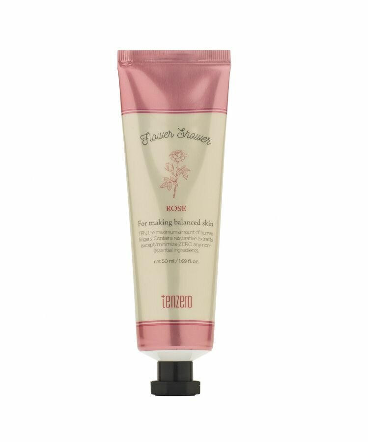 TENZERO FLOWER SHOWER HAND & NAIL CREAM ROSE Крем для рук и ногтей с ароматом розы 50мл