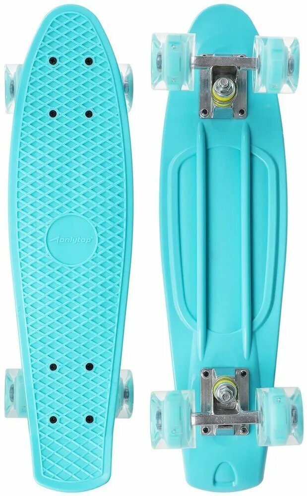Пенни борд, детский скейт для начинающих, мини-круизер для девочек и мальчиков, доска для скейтборда, цвет бирюзовый, рамер 56х15 см