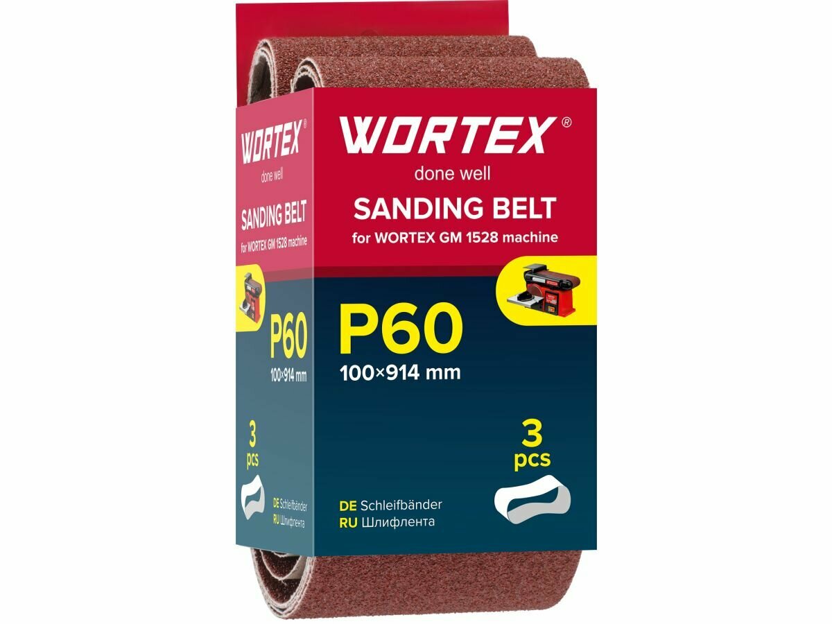 Лента шлифовальная 100x914 мм P60 для шлифовального станка WORTEX GM 15283 штуки (1325974)