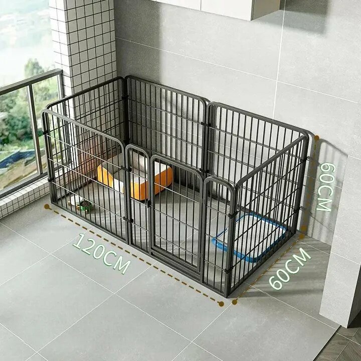 Усиленный вольер для собак, кошек, кролика. Металлическая складная клетка для крупных, средних и мелких пород домашних животных. Уличная будка для щенков и котов. 6 секций