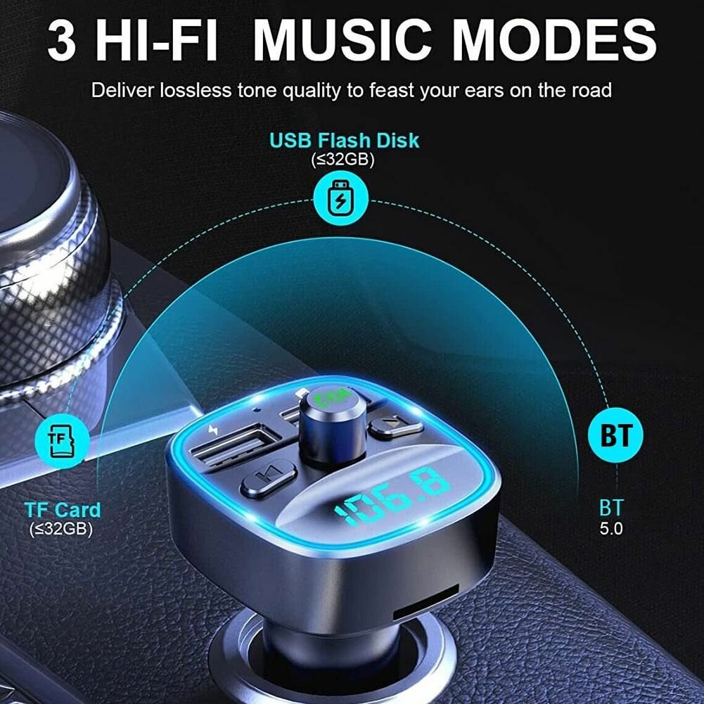 Bluetooth 5.0 Беспроводной автомобильный FM-передатчик MP3-плеер Радио 2 USB-адаптер для зарядного устройства