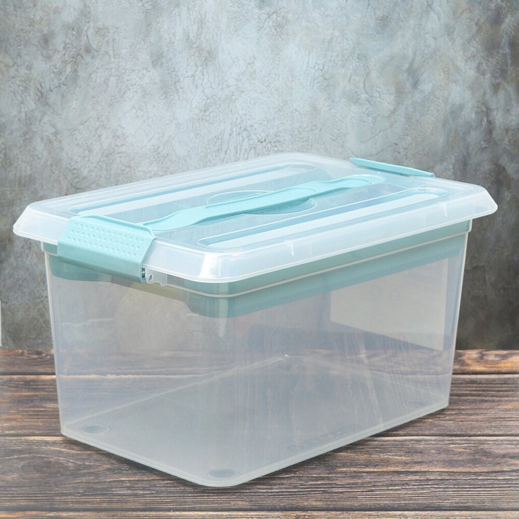 Контейнер для хранения 10л «Smartbox» с разделителями, прозрачный, пластик, голубая крышка
