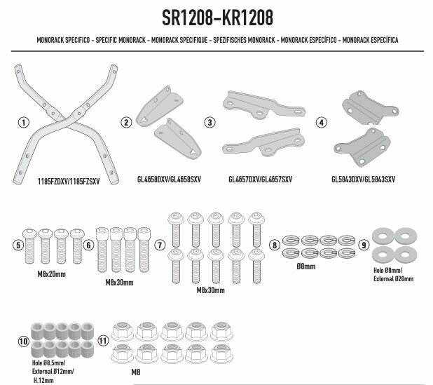 Крепление верхнего кофра GIVI SR1208 для HONDA CB650R '21-24