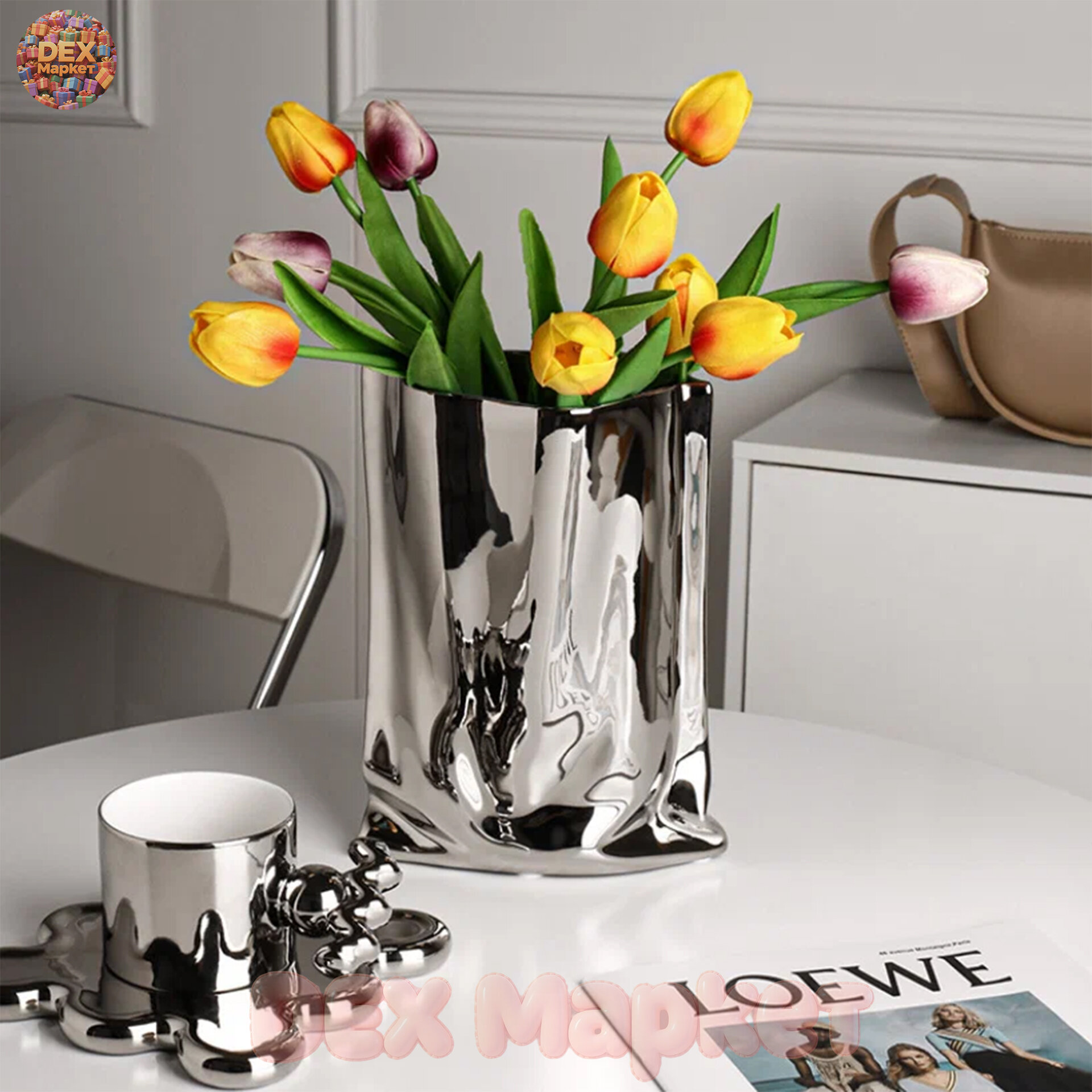 Ваза для цветов сухоцветов из керамики идеально подойдет для любого интерьера , декоративная в минималистичном стиле, ваза для цветов.23*18cm